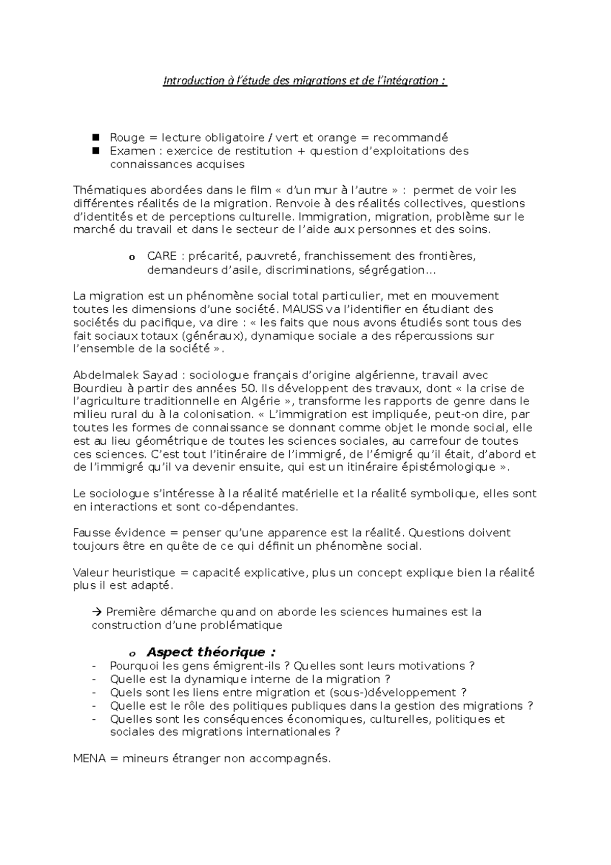 Introduction migration - Introduction à l’étude des migrations et de l ...