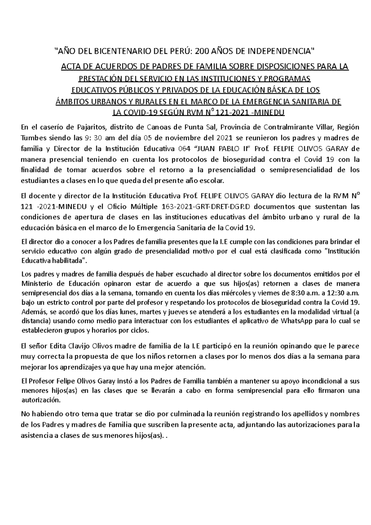 Acta Semiprencialidd 064Juan Pablo II Pajaritos - Acta Semiprencialidd 064Juan Pablo II Pajaritos -