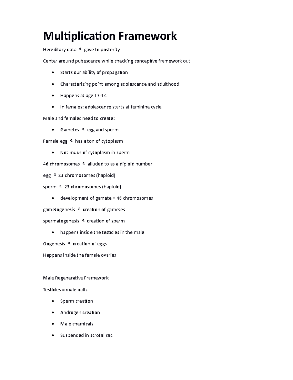 Reproduction - Multiplication Framework - Multiplication Framework Hereditary data gave to - Studocu