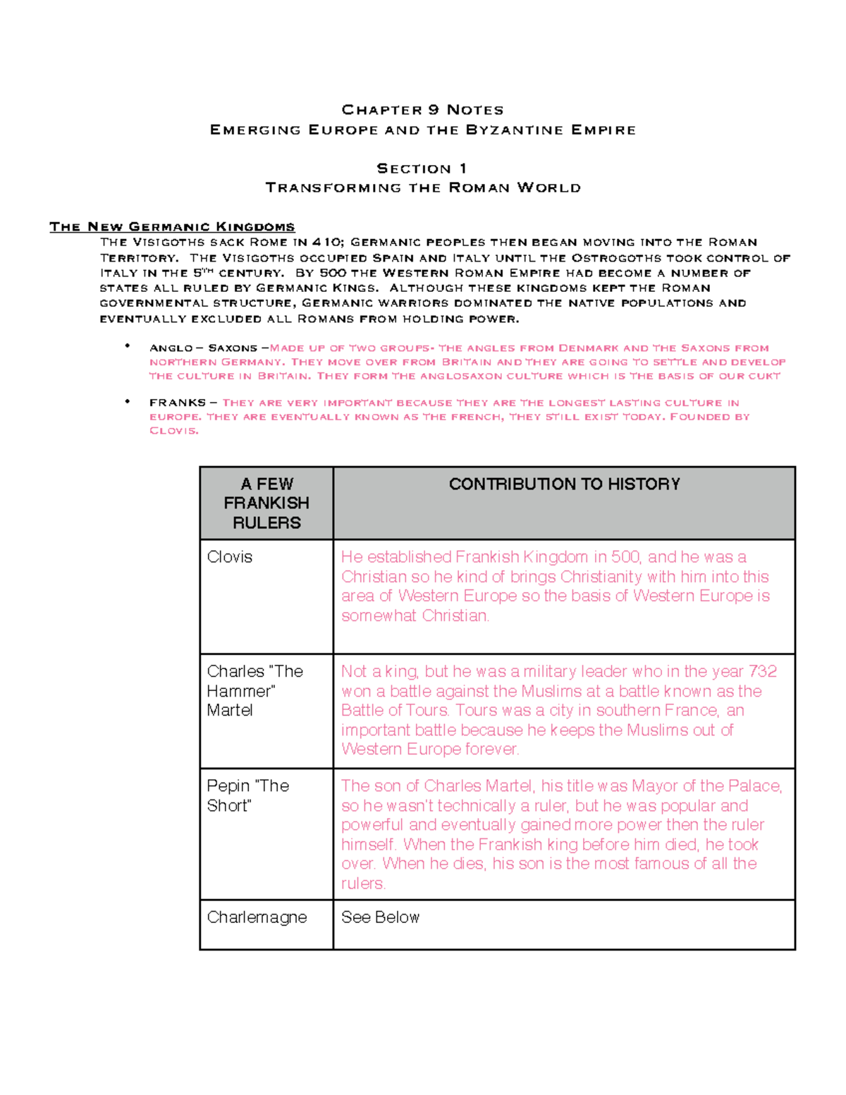 Chapter 9 notes 2012 2 - Byzantine Empire - Chapter 9 Notes Emerging ...