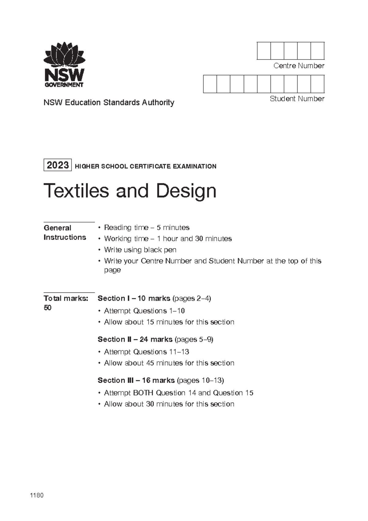 2023 HSC Textiles and Design PP - NSW Education Standards Authority ...