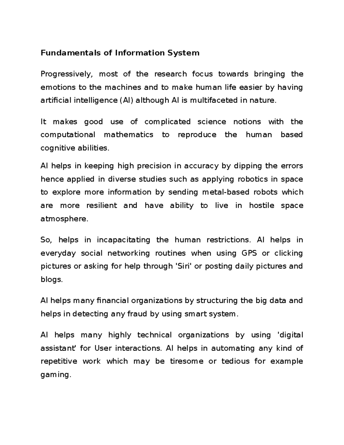 Fundamentals of Information System 3 - Fundamentals of Information System Progressively, most of ...