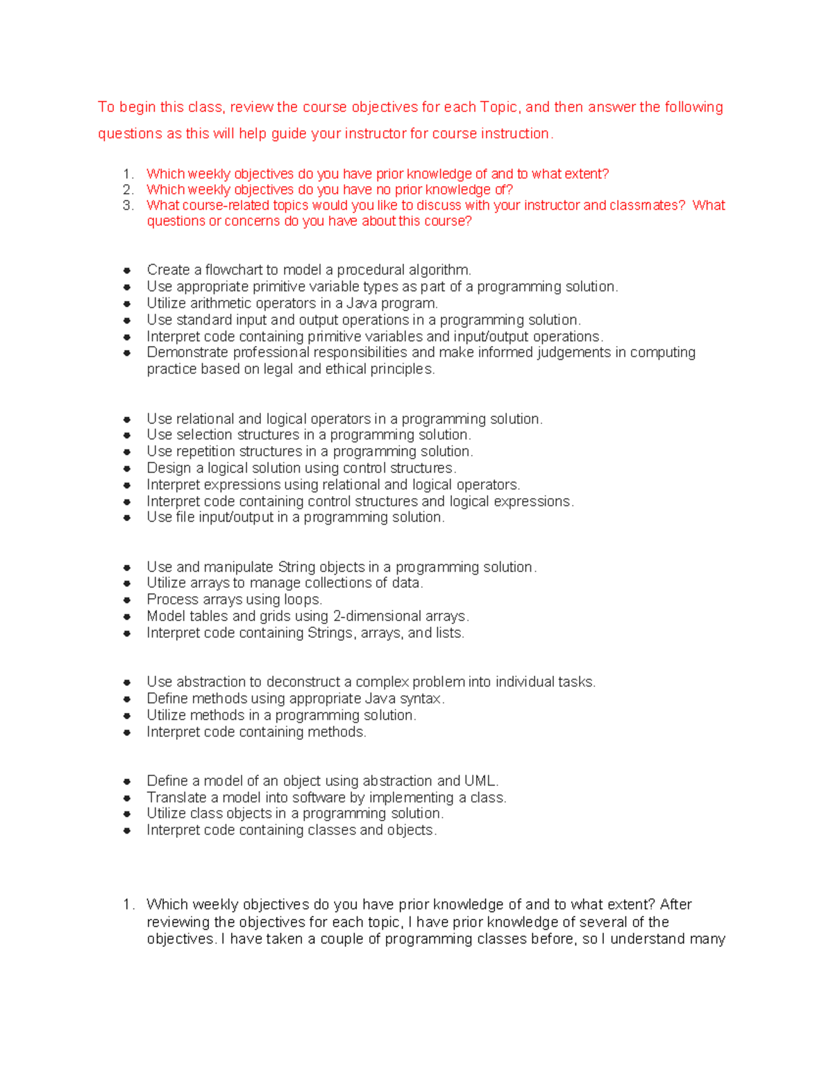 CST-105 Topic 1 - DQ's - To begin this class, review the course ...