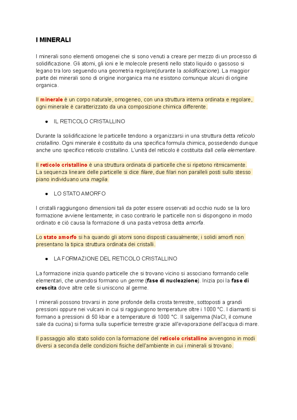 i minerali spiegazione - I MINERALI I minerali sono elementi omogenei ...