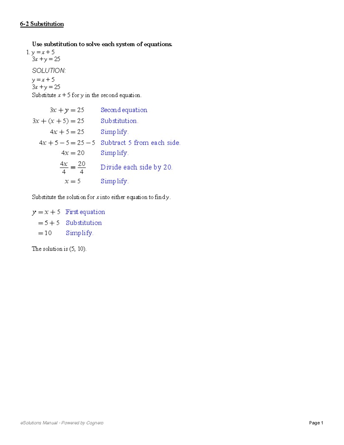 A1 C6 L2 Solution KEY Worked OUT - Use substitution to solve each ...