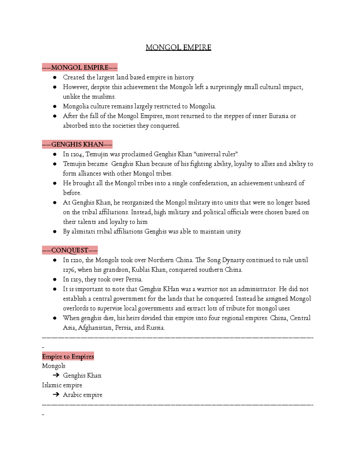 AP World History: Mongol Empire Study Guide - MONGOL EMPIRE - MONGOL ...