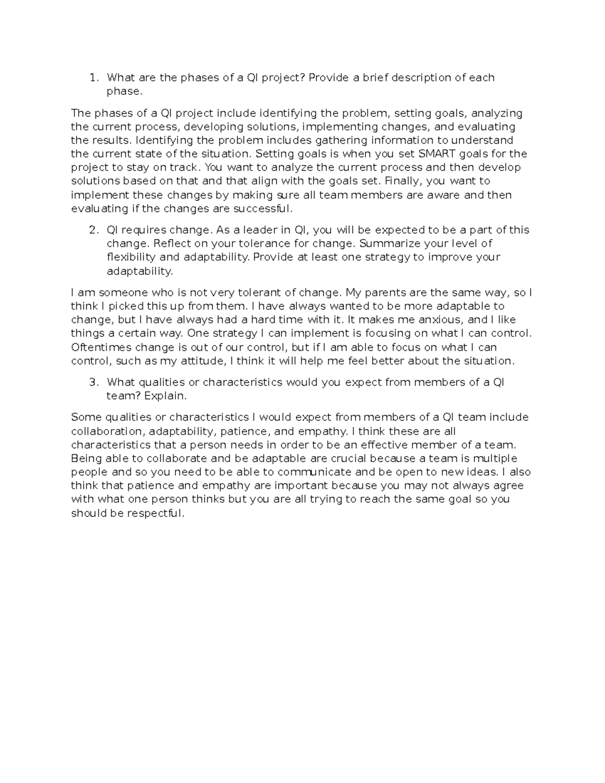 IHI QI 105 Reflection - IHI QI 105 - What are the phases of a QI ...