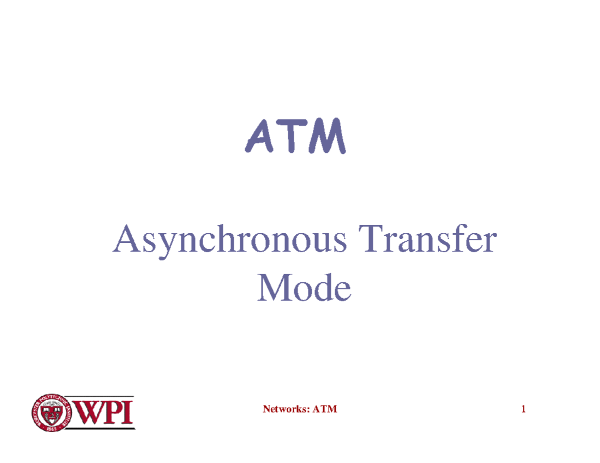 ATM - atm layers - ATM Asynchronous Transfer Mode Networks: ATM Issues ...