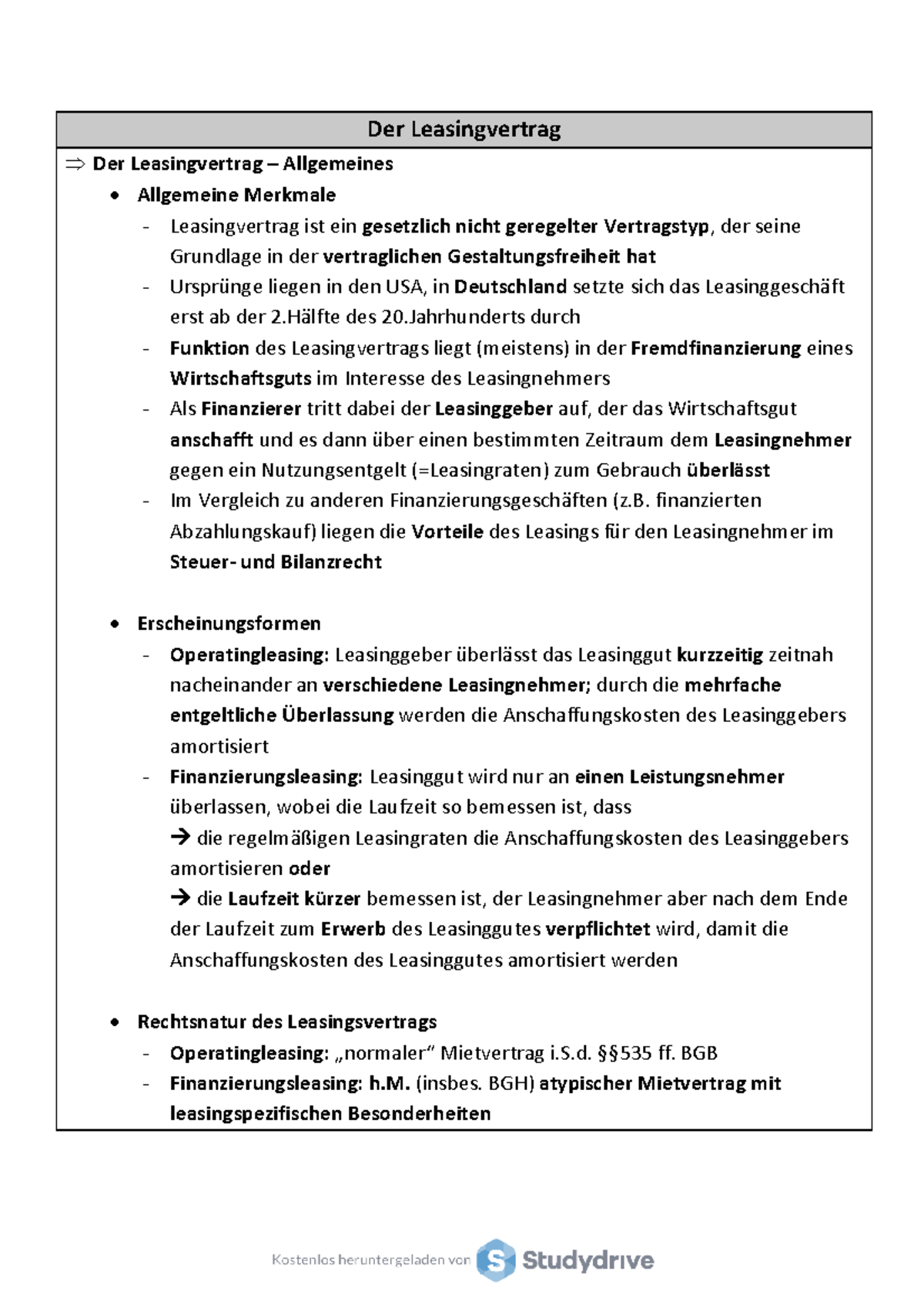 Der Leasingvertrag - Leistungsstörungen und Mängelhaftung - Der ...