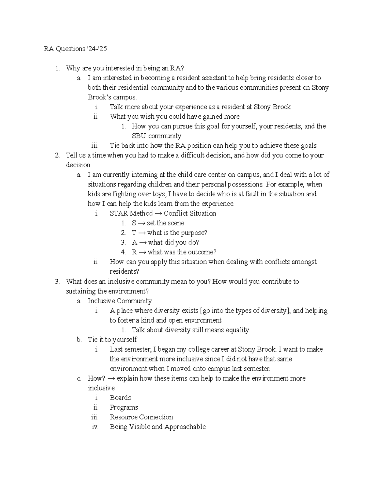 Questions '24-'25 - RA Questions '24-' 1. Why are you interested in ...