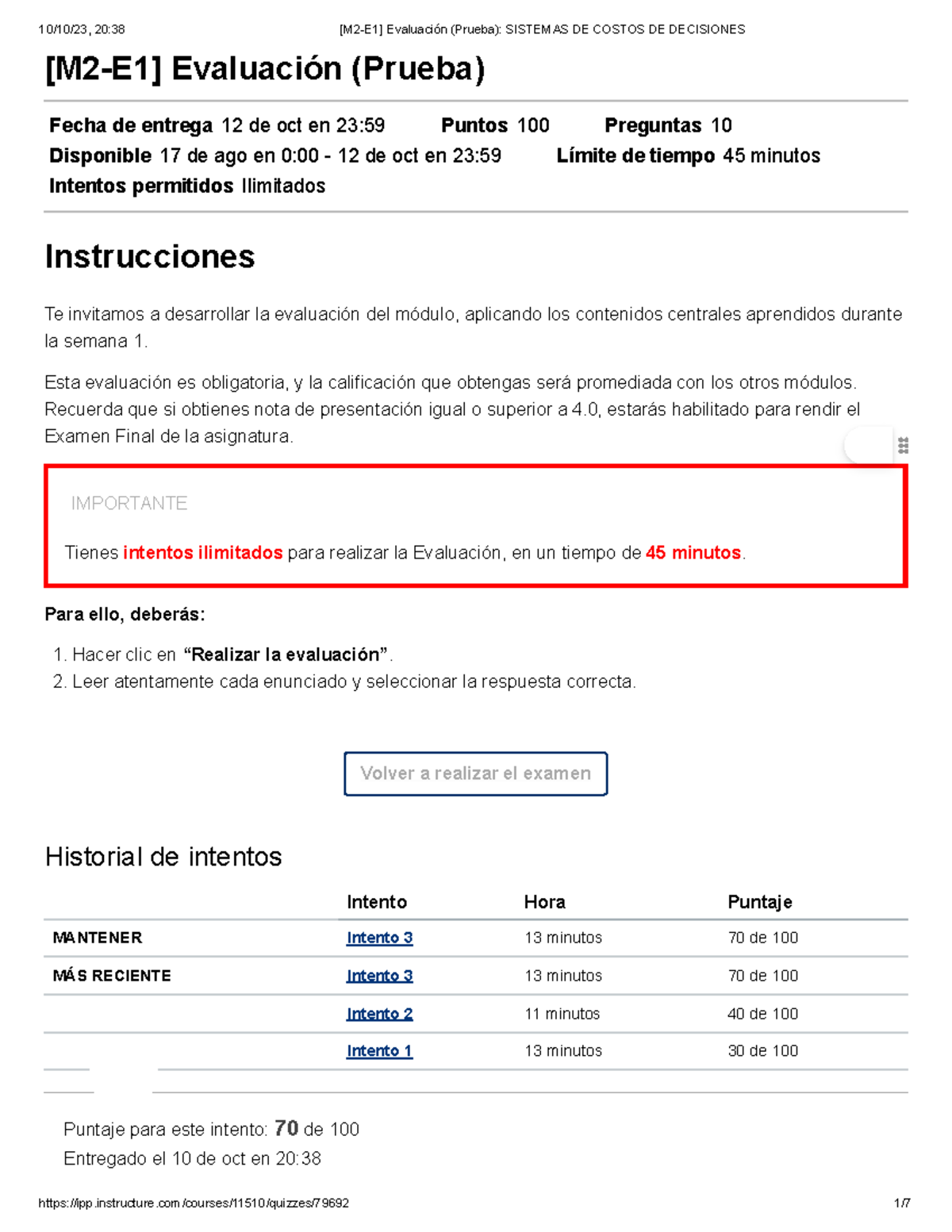 [M2-E1] Evaluación (Prueba) Sistemas DE Costos DE Decisiones intento 3 ...