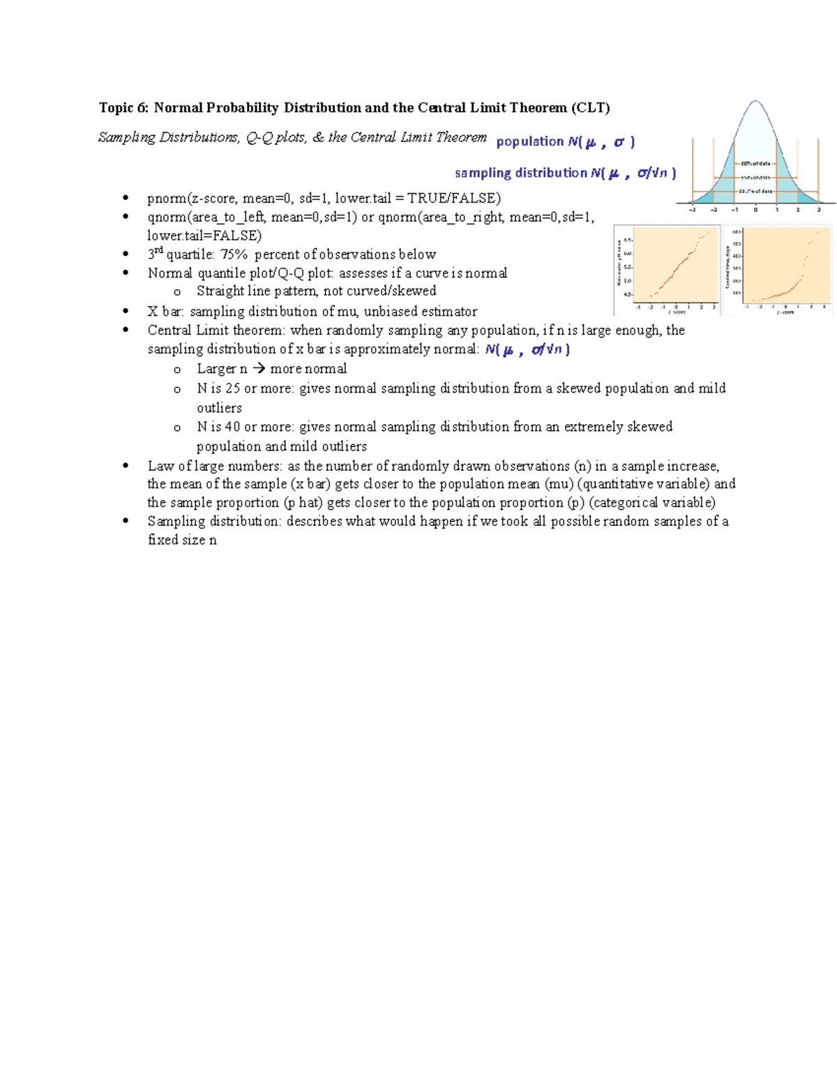 Topic 6 - Topic 6: Normal Probability Distribution and the Central ...