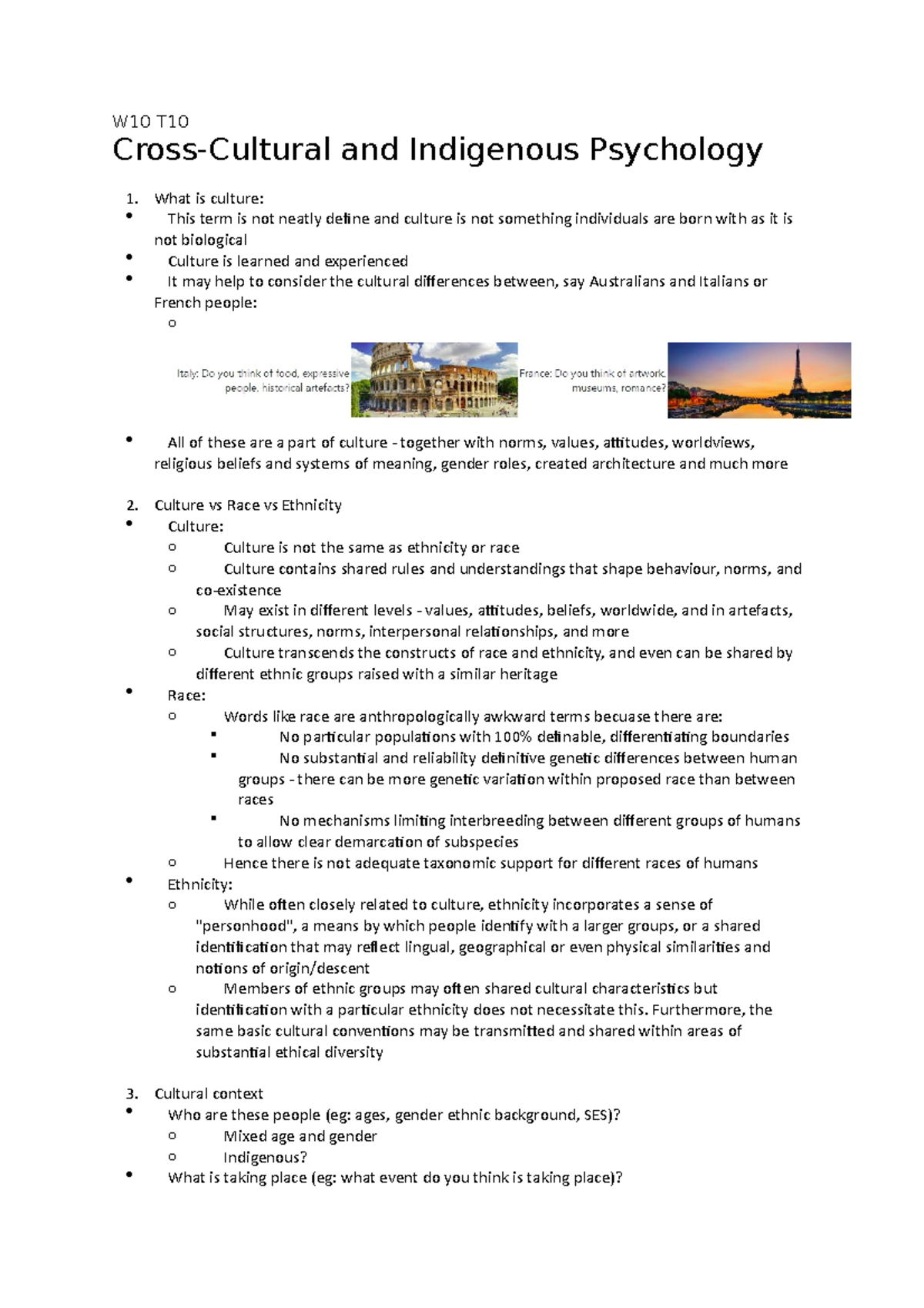 W10 T10 - Detailed tutorial notes - W10 T Cross-Cultural and Indigenous ...