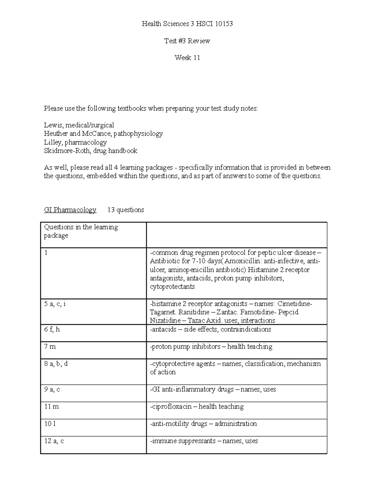 HS3Test#3Review - Learning package responses - Health Sciences 3 HSCI ...