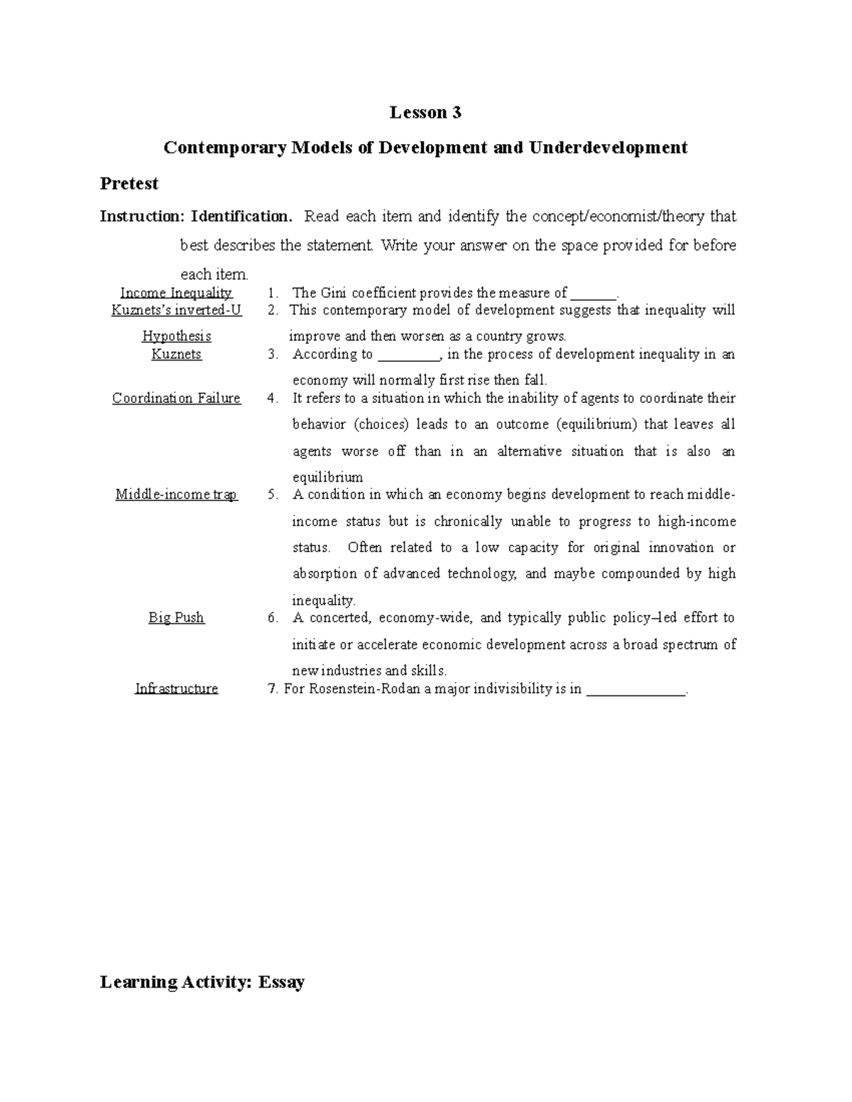 Contemporary Models of Development and Underdevelopment - Lesson 3 ...
