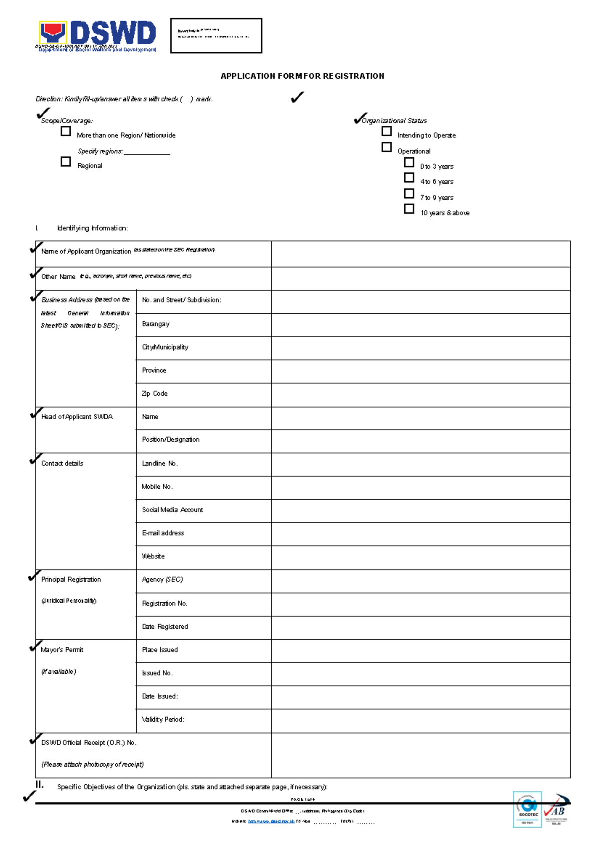 DSWD-SB-GF-100 REV-00 Application-FORM-FOR- Registration-MC21-S2022 ...