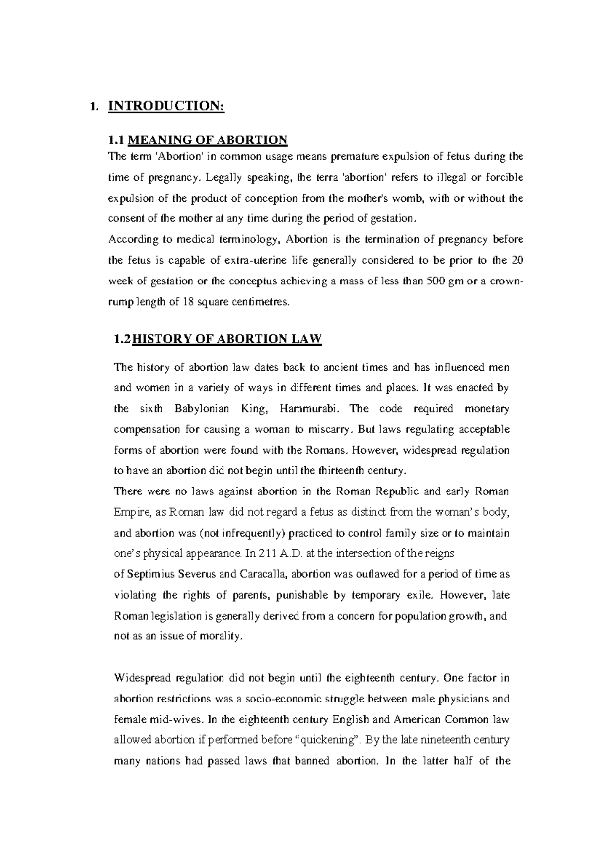 Abortion AND ITS Types - class notes - 1. INTRODUCTION: 1 MEANING OF ...