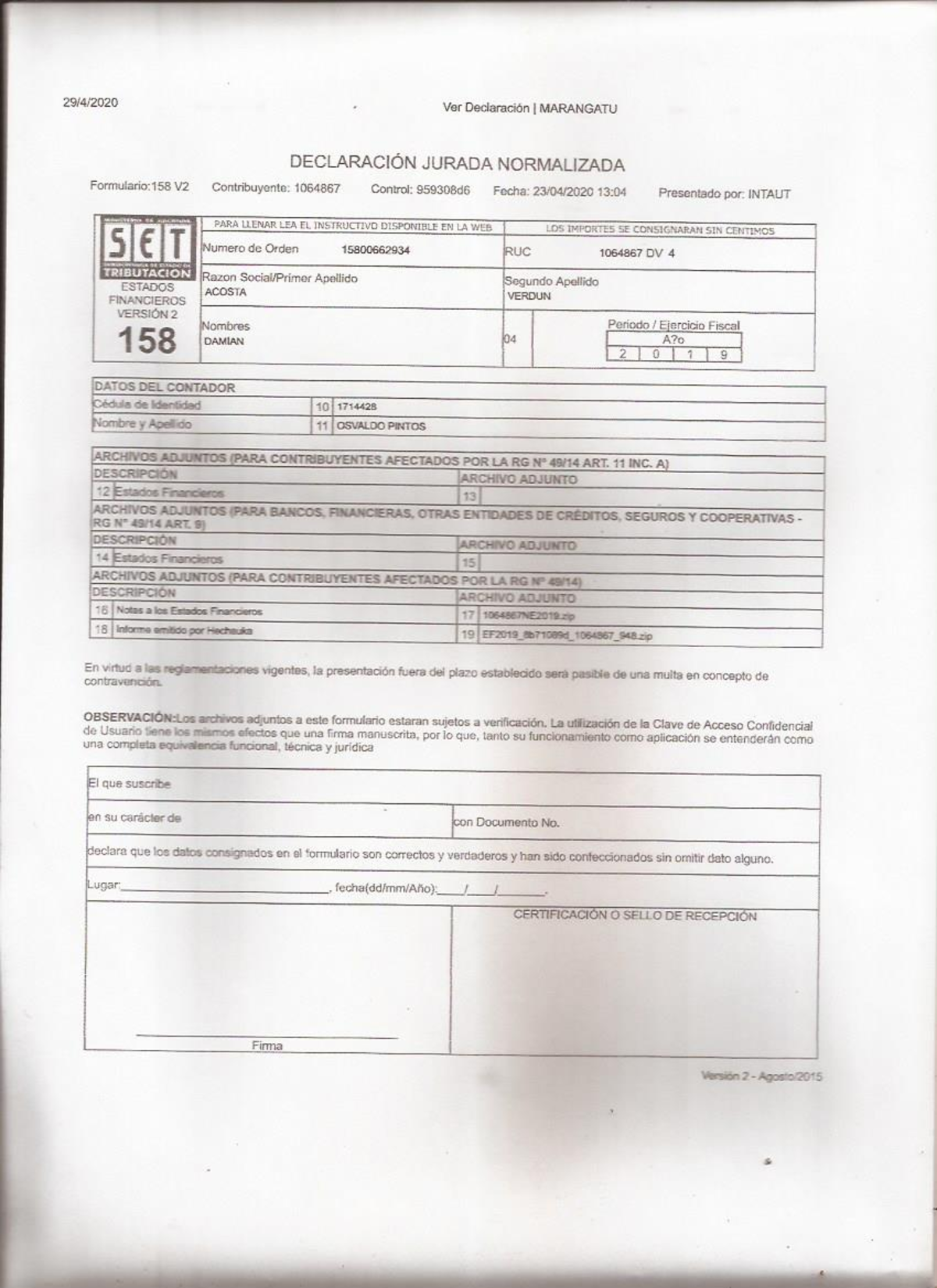 EEFF 2019 - tributacion - Ver Declaración MARANGATU DECLARACIÓN JURADA ...