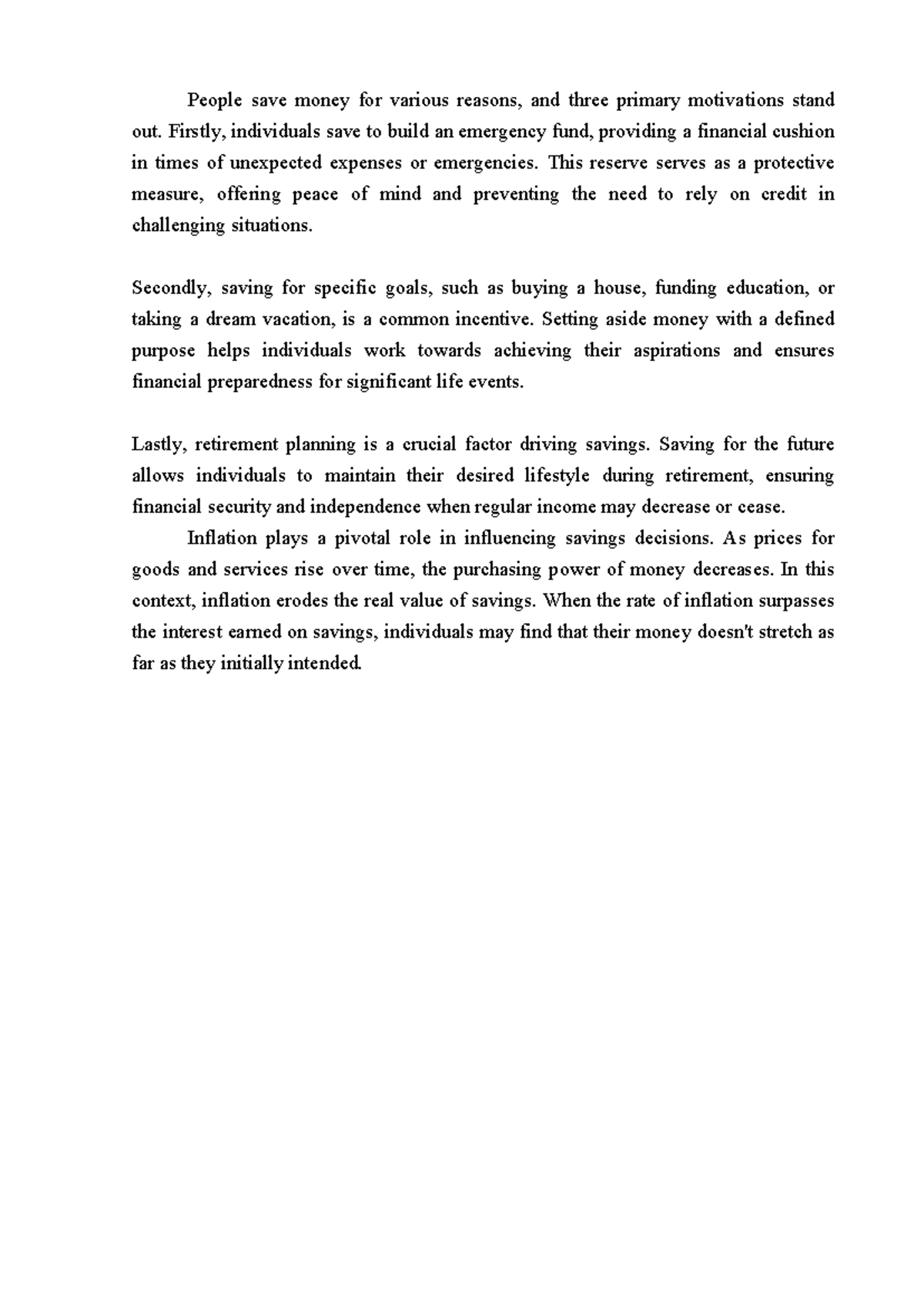 Chapter - Useful - People save money for various reasons, and three ...