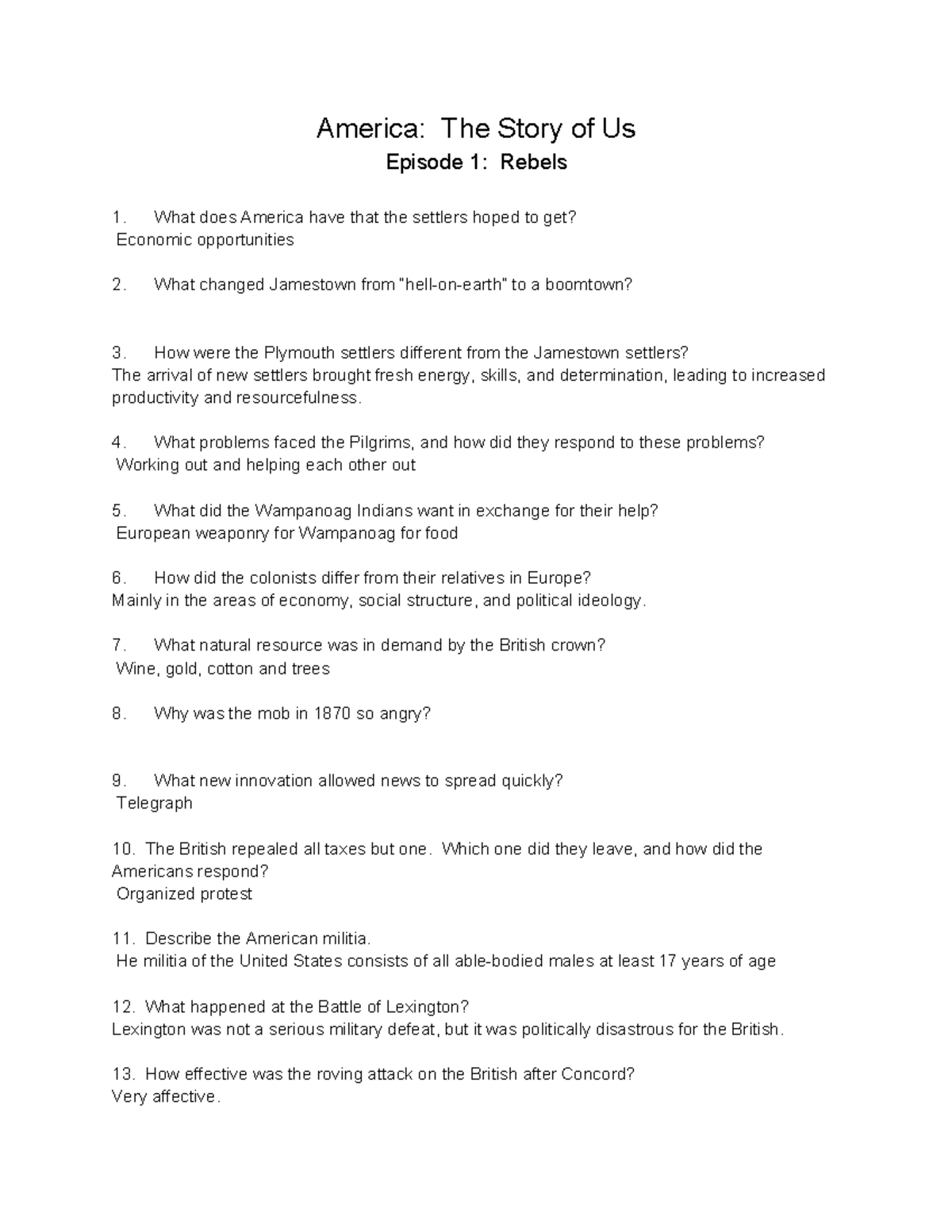 Copy of Ep 01 America The Story of Us Rebels - America: The Story of Us ...