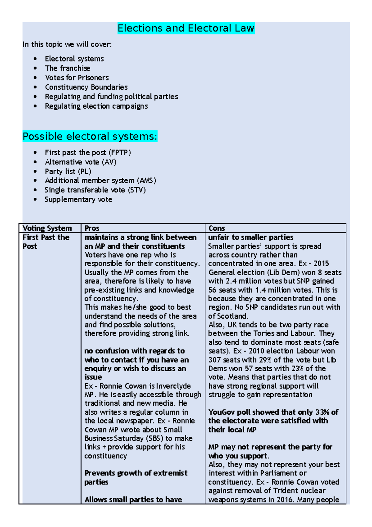 Lecture 5 - Elections and Electoral Law In this topic we will cover ...