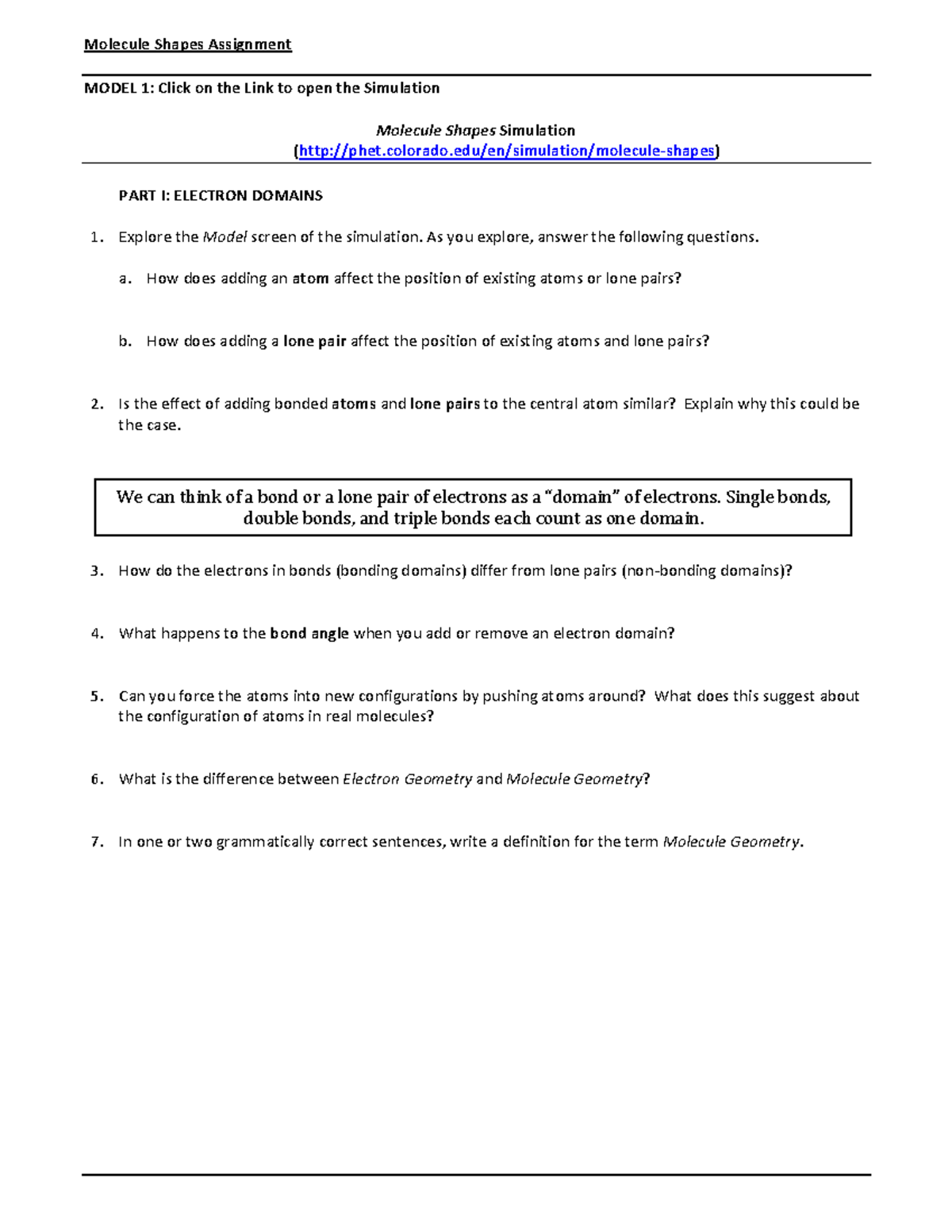 4 2 6 Phet Vsepr Lab Sim Assignment Molecule Shapes Assignment Model