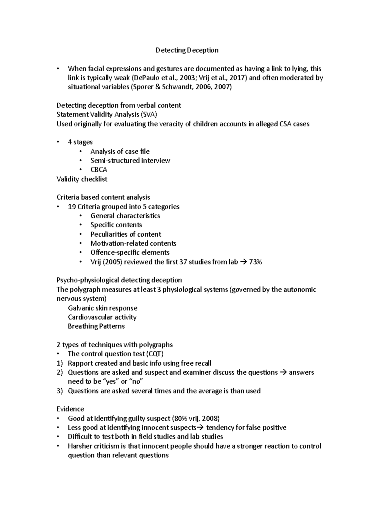 Detecting Deception - Lecture notes 4 - Detecting Deception When facial ...