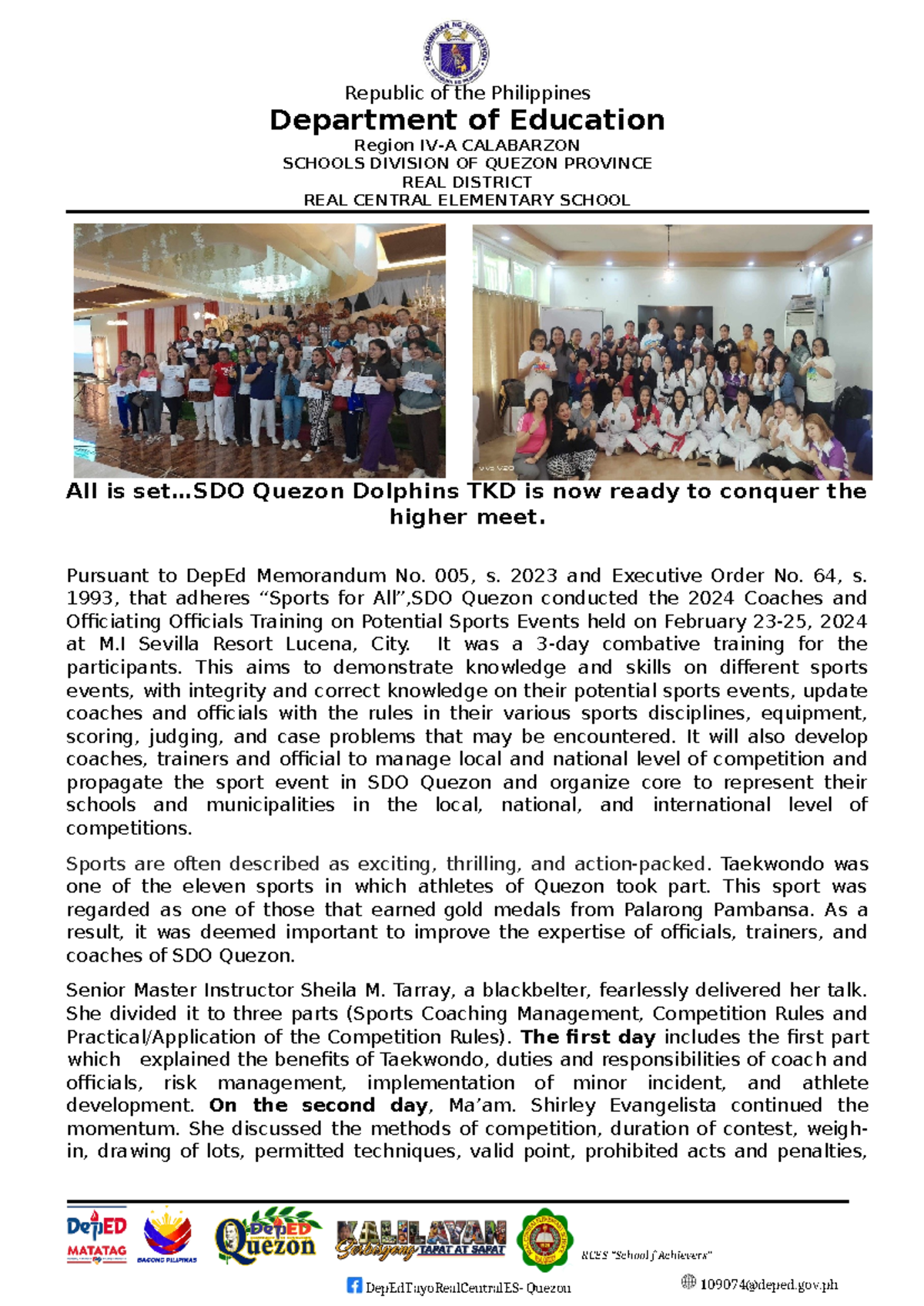 Newsletter 3-DAY Seminar - DepEdTayoRealCentralES- Quezon 109074@deped ...