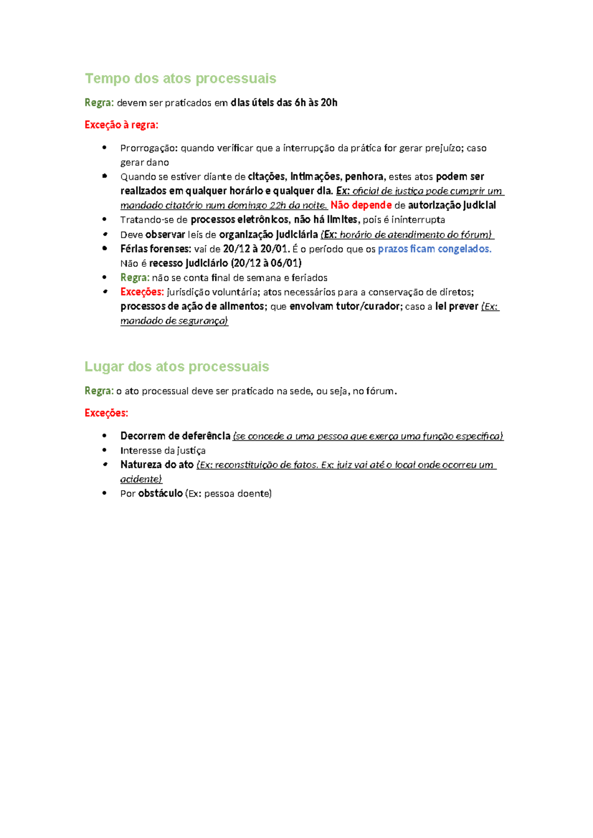 Tempo dos atos processuais e lugar dos atos - Tempo dos atos ...