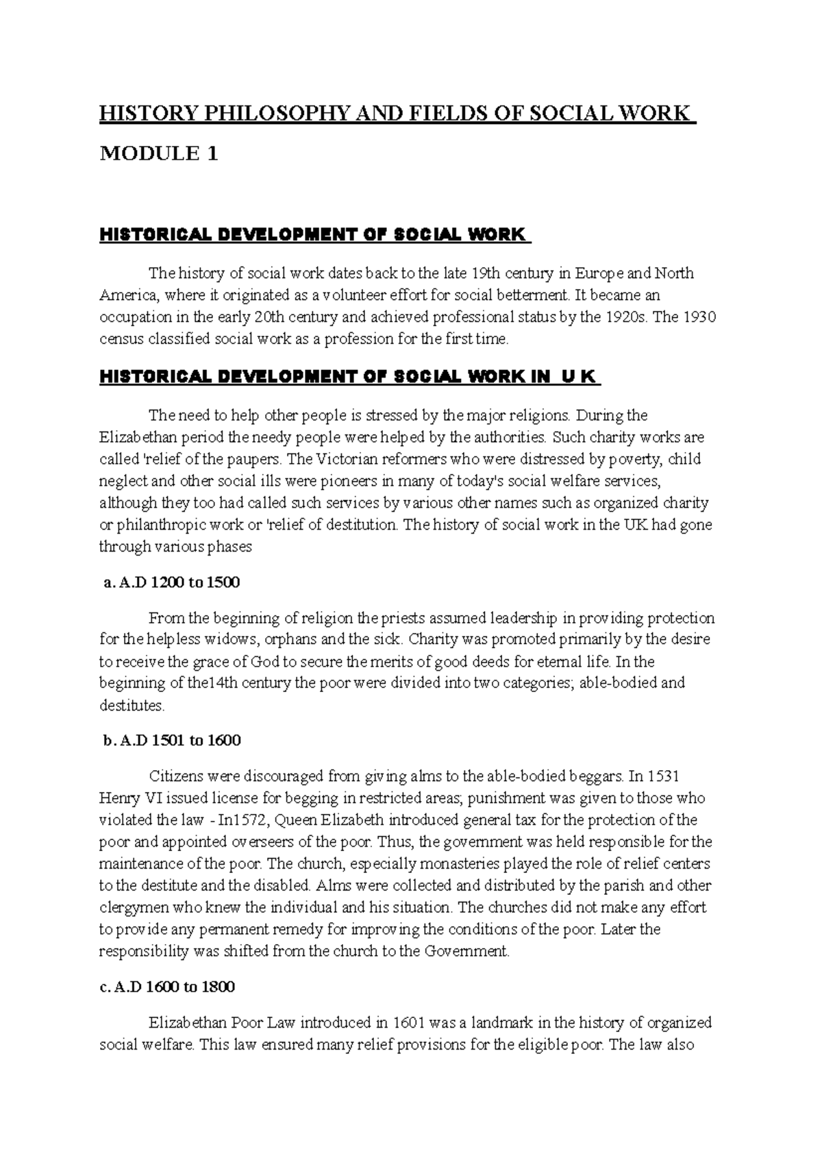 History Philoshopy Fields OF Social WORK - HISTORY PHILOSOPHY AND ...