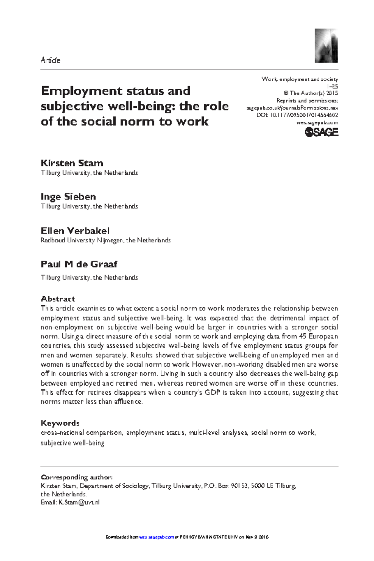 Stam etal 2015 - The knowlwdgw - Work, employment and society 1 – © The ...