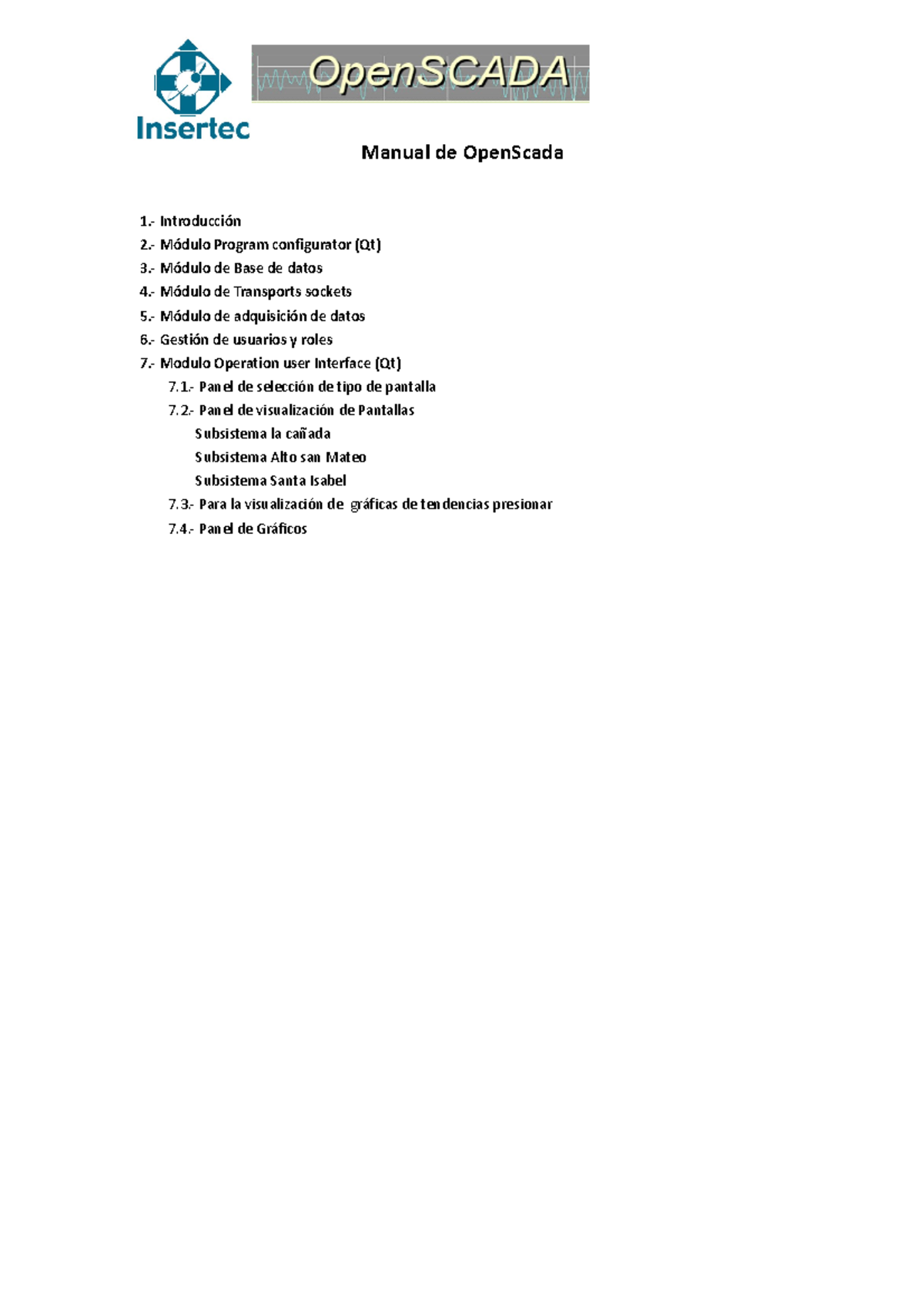 Manual Open Scada Tarija - Manual de OpenScada 1.- Introducción 2.- Módulo Program configurator ...