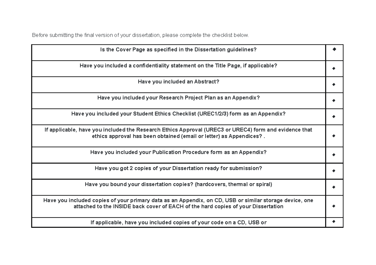 Marking Matrix Diss - Question - Before submitting the final version of ...