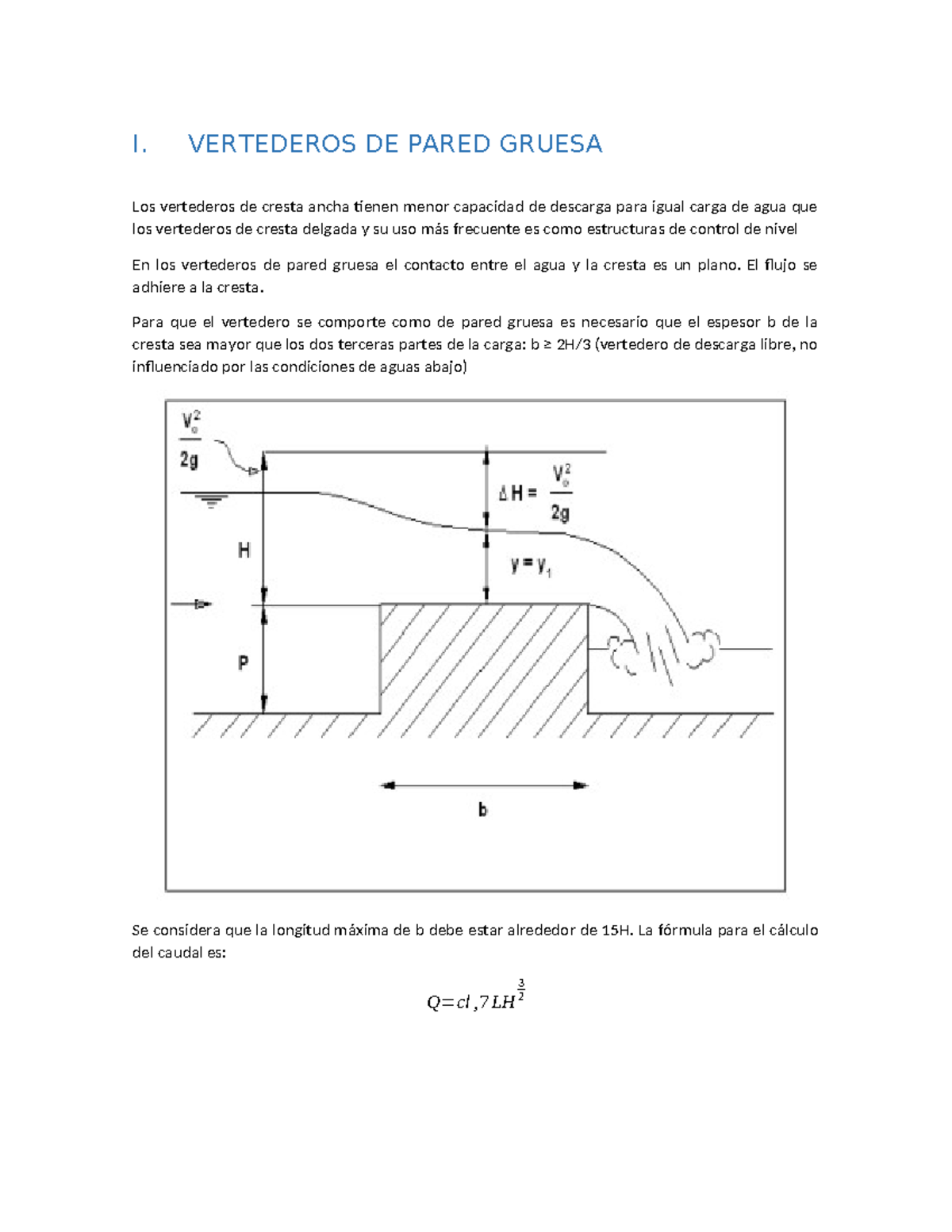 Vertederos DE Pared Gruesa - Teoría - I. VERTEDEROS DE PARED GRUESA Los ...