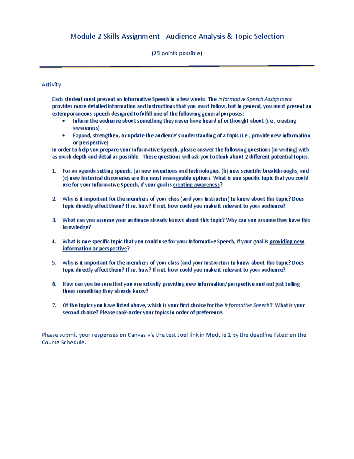 2 - Topic Selection - notes - Module 2 Skills Assignment - Audience ...