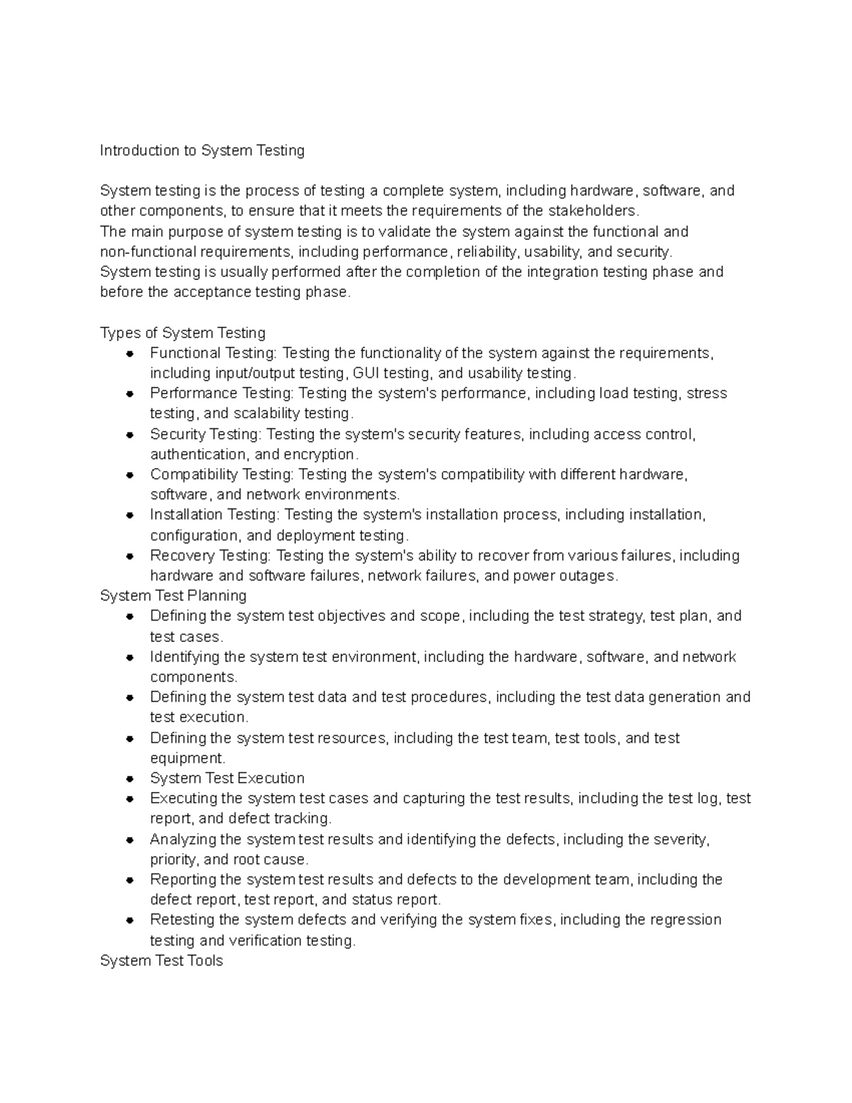 Development notes 4 system testing - Introduction to System Testing ...