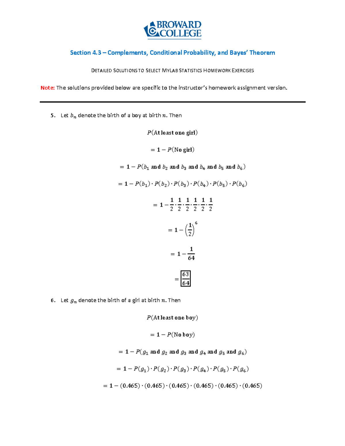 4 - 3rr 4fefefe - Section 4. 3 – Complements, Conditional Probability ...