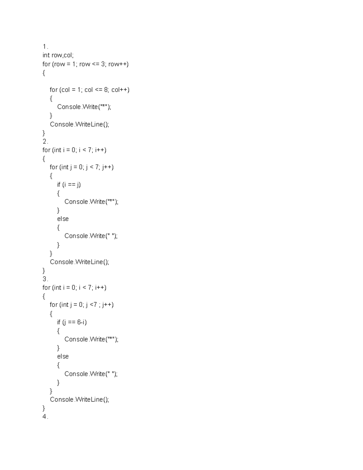 Nested loop - 1. int row,col; for (row = 1; row
