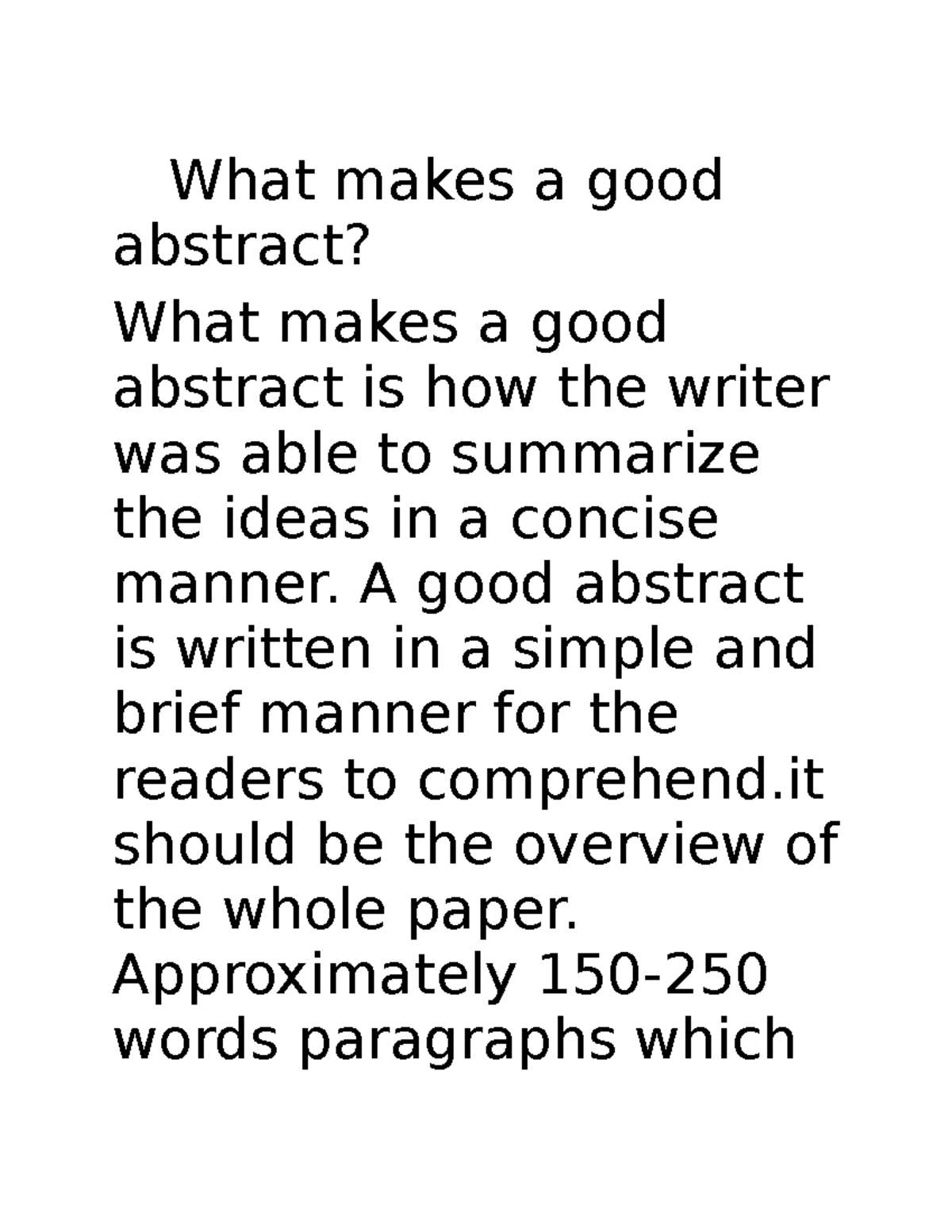 Written ass Eng. 07 - What makes a good abstract? What makes a good ...