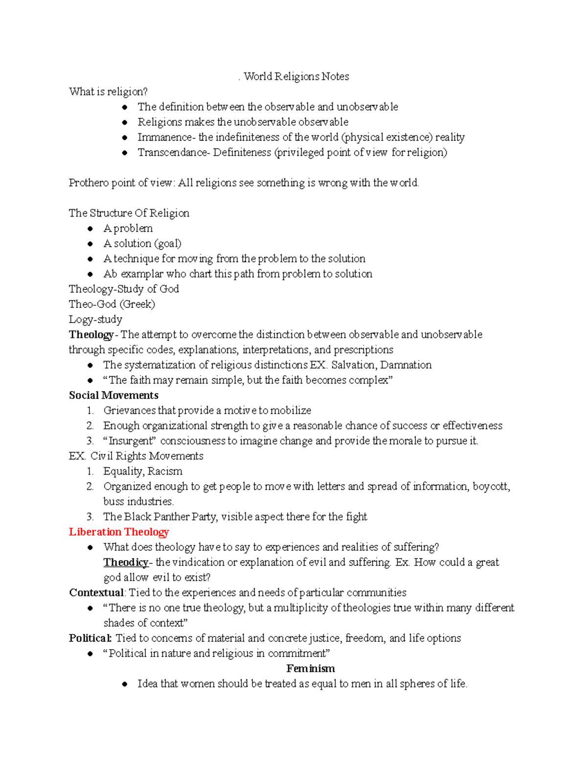 World Relgions Notes - Study guide for REST 102 with David Kline ...