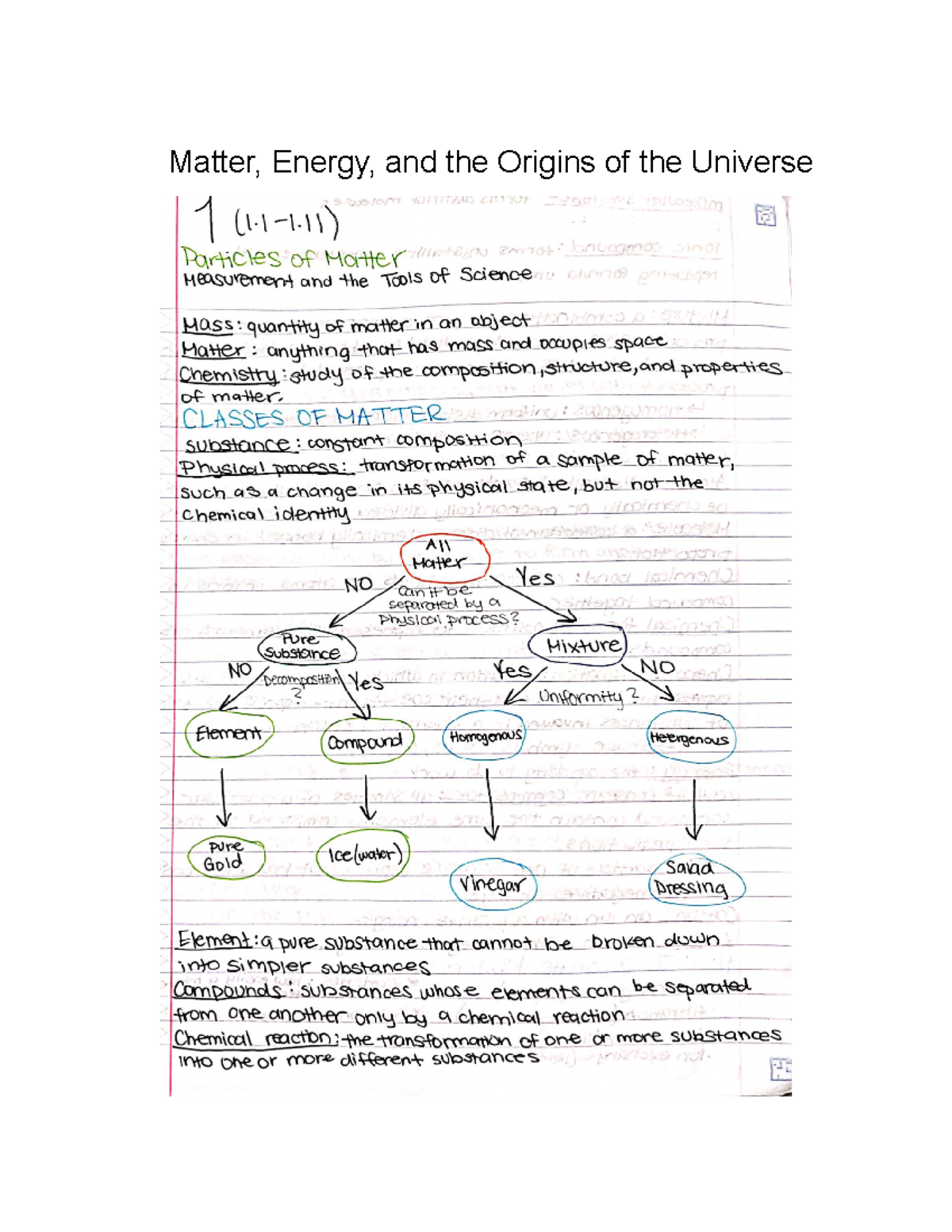 CHEM105 Notes - Dr. Sturtz CHEM 105 - Matter, Energy, and the Origins ...