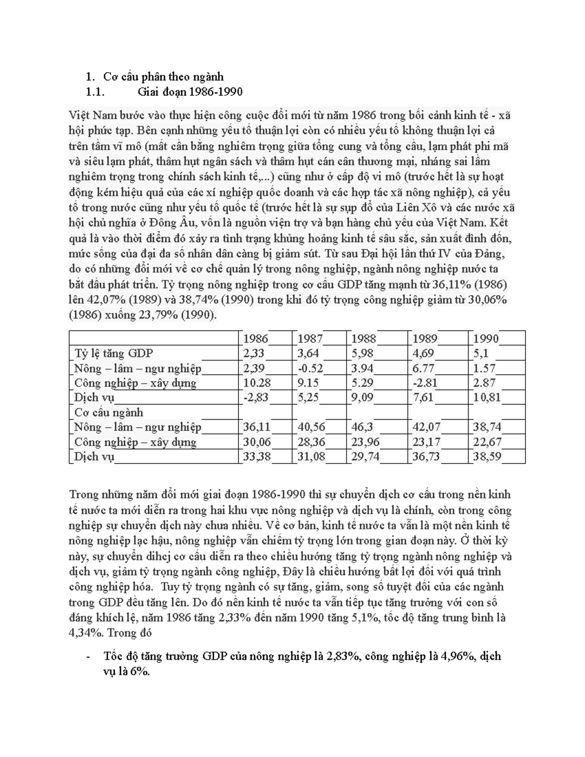 Cơ cấu TM - Cơ cấu phân theo ngành Giai đoạn 1986- Việt Nam bước vào ...
