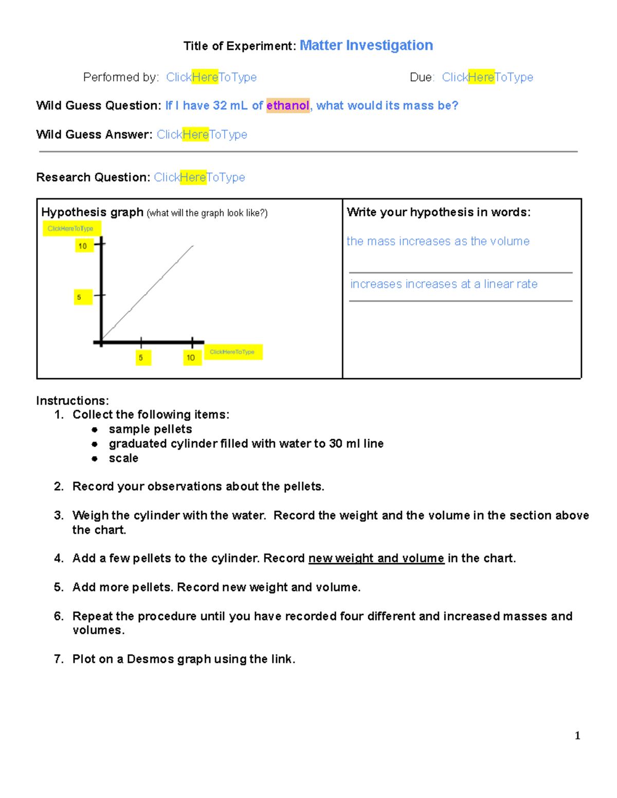 Copy of Matter Lab 2022 edit - Title of Experiment: Matter ...