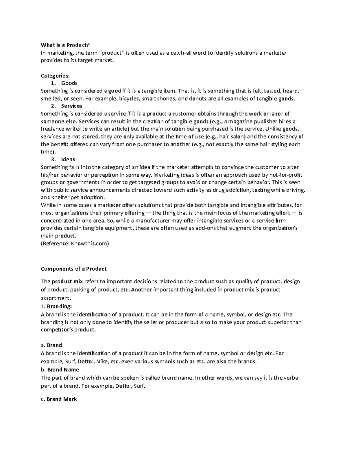 Sample/practice exam 11 June 2019, questions - What is a Product? In ...