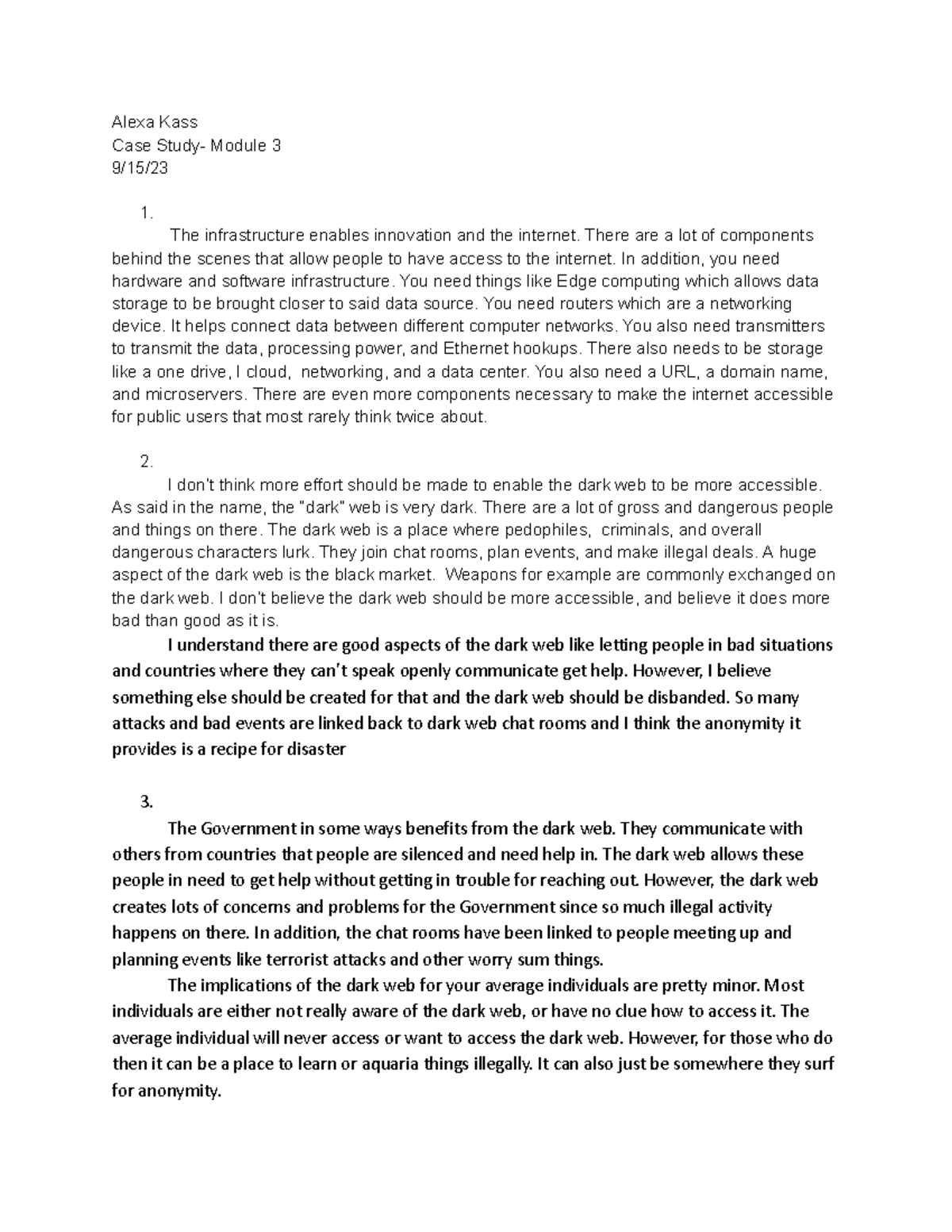 Alexa Kass- Case study 3 - Alexa Kass Case Study- Module 3 9/15/ The ...