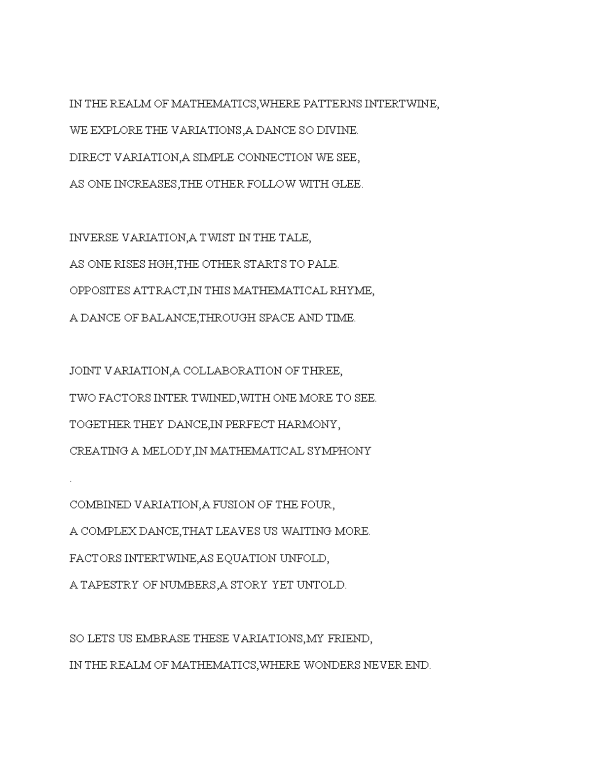 Spoken Poetry IN MATH - IN THE REALM OF MATHEMATICS,WHERE PATTERNS ...
