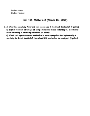 ECE455 Midterm 1 Spring 2022 Semester - Student Number: ECE 455-Midterm ...