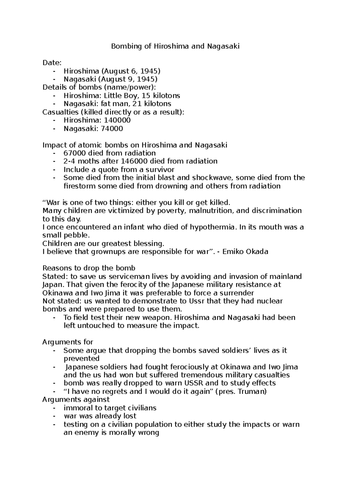 Bombing of Hiroshima and Nagasaki - Bombing of Hiroshima and Nagasaki ...