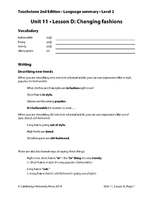 Unit 12 - Lesson A What's next - Touchstone 2nd Edition • Language ...