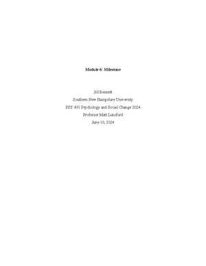 PSY491 Mod 5 video reflection - Module 5: Video Reflection Jill Bennett ...